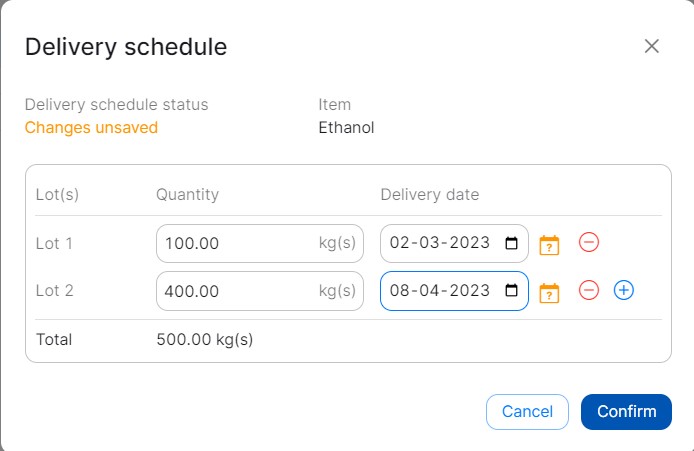 Modify Delivery Schedule